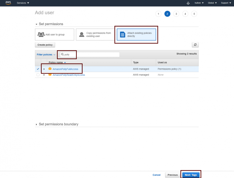 Creating a Polly User - eelDev